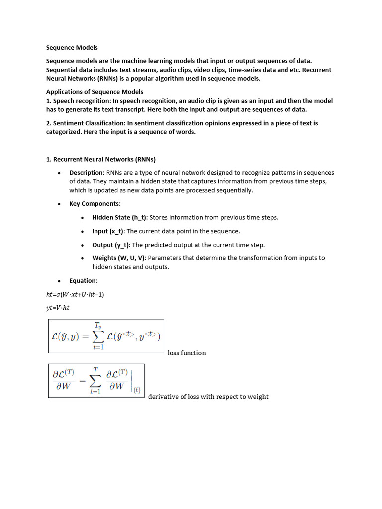 Sequence Models_merged | PDF | Artificial Neural Network | Deep Learning