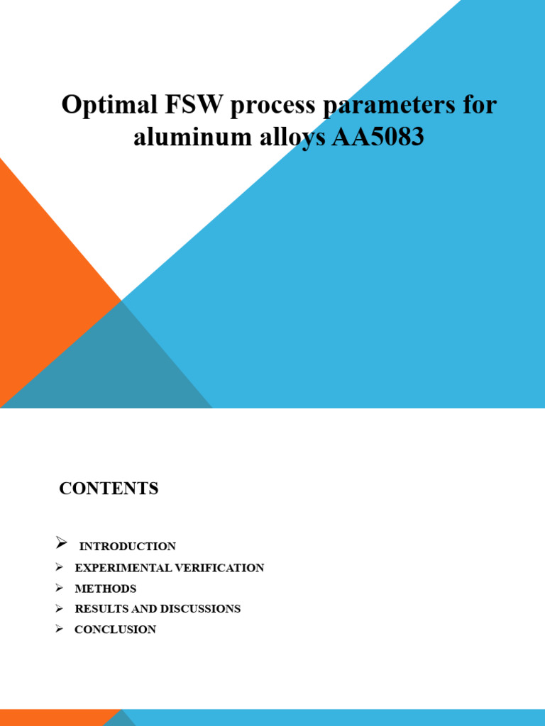 Optimal FSW Process Parameters For Aluminum Alloys | PDF | Physical ...
