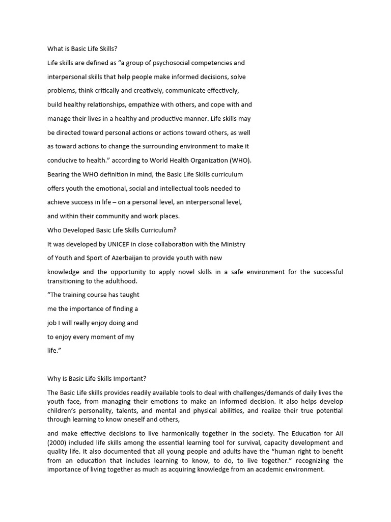 Life Skill Education Is More Than Teaching | PDF | Thought | Life Skills