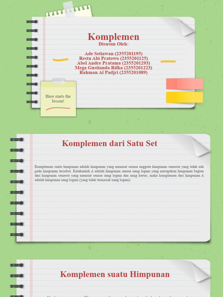 Konsep Komplemen Himpunan | PDF