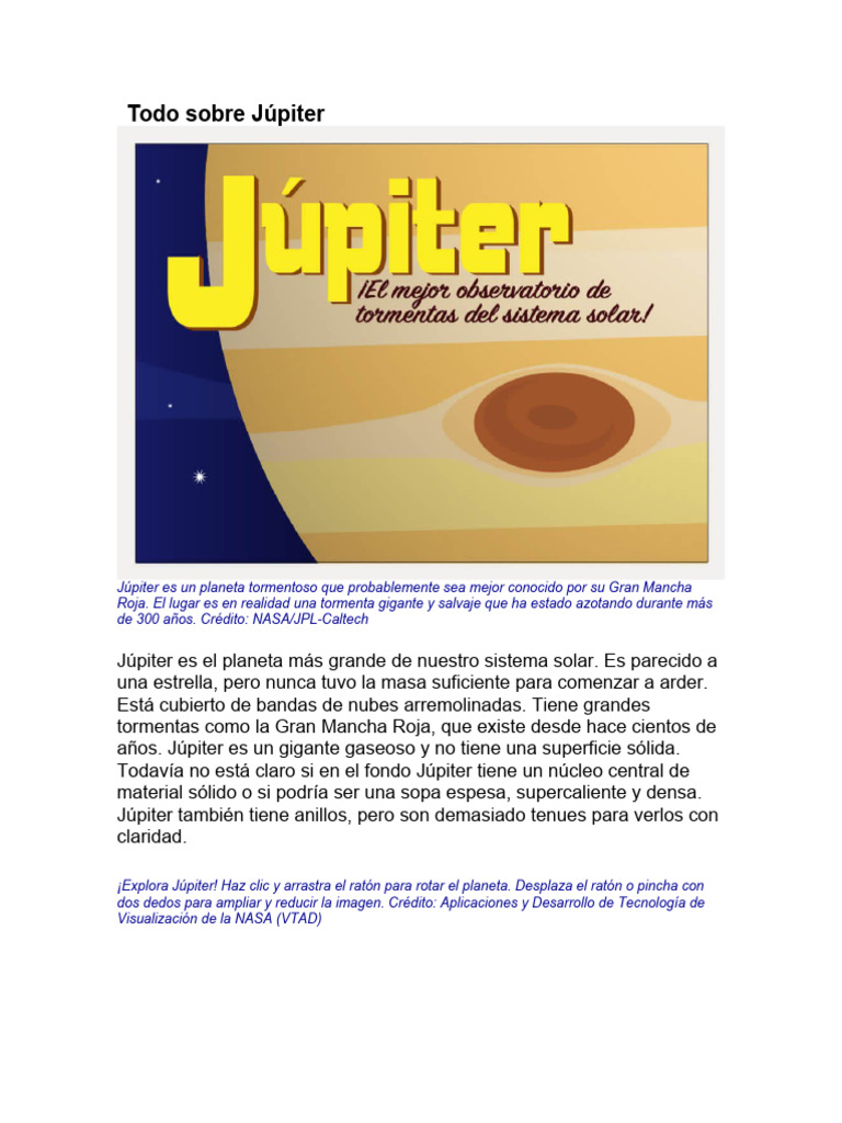 Todo Sobre Júpiter | PDF | Júpiter | Planetas