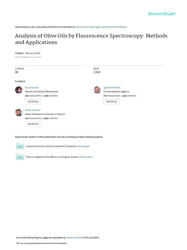 Olive Oil Fluorescence Analysis | PDF | Spectroscopy | Fluorescence