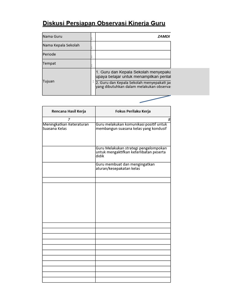Format Formulir Observasi Kelas | PDF