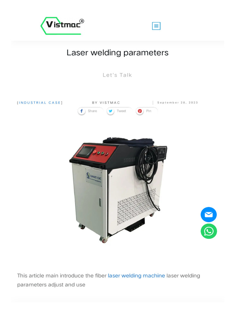 Laser Welding Parameters - Vistmac Sheet Metal Machine | PDF | Welding ...