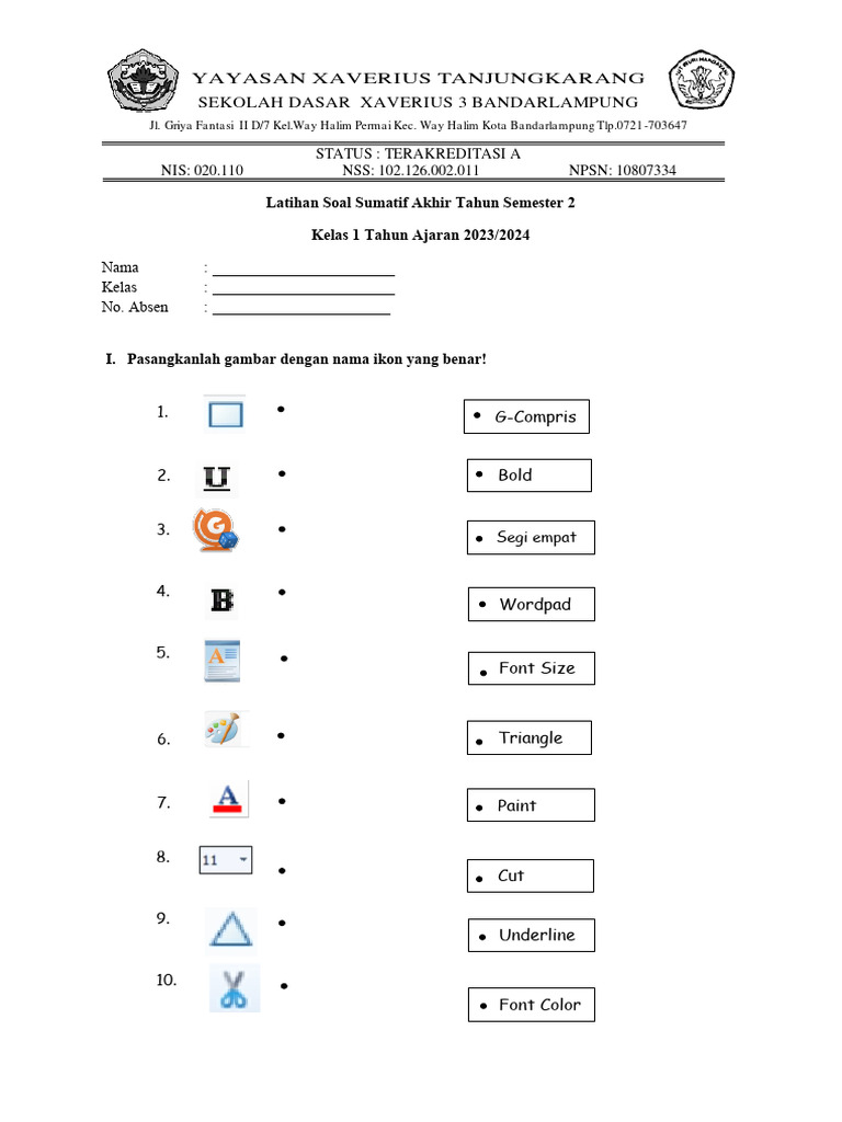 Soal Latihan Pas Kelas 1 SMT 2 | PDF