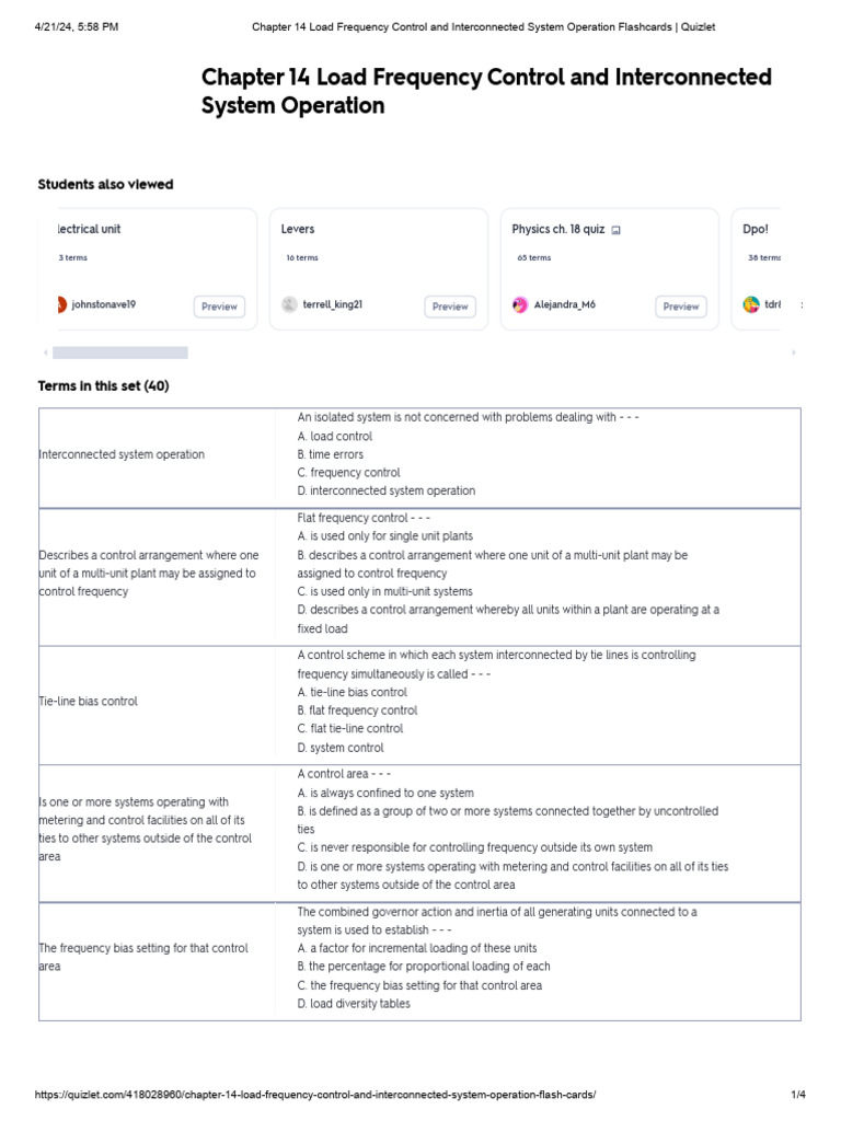 Chapter 14 Load Frequency Control and Interconnected System Operation ...