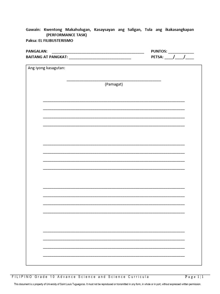 Filipino 10 Week 6 - Advance Science and Science Worksheet (Ikatlong ...