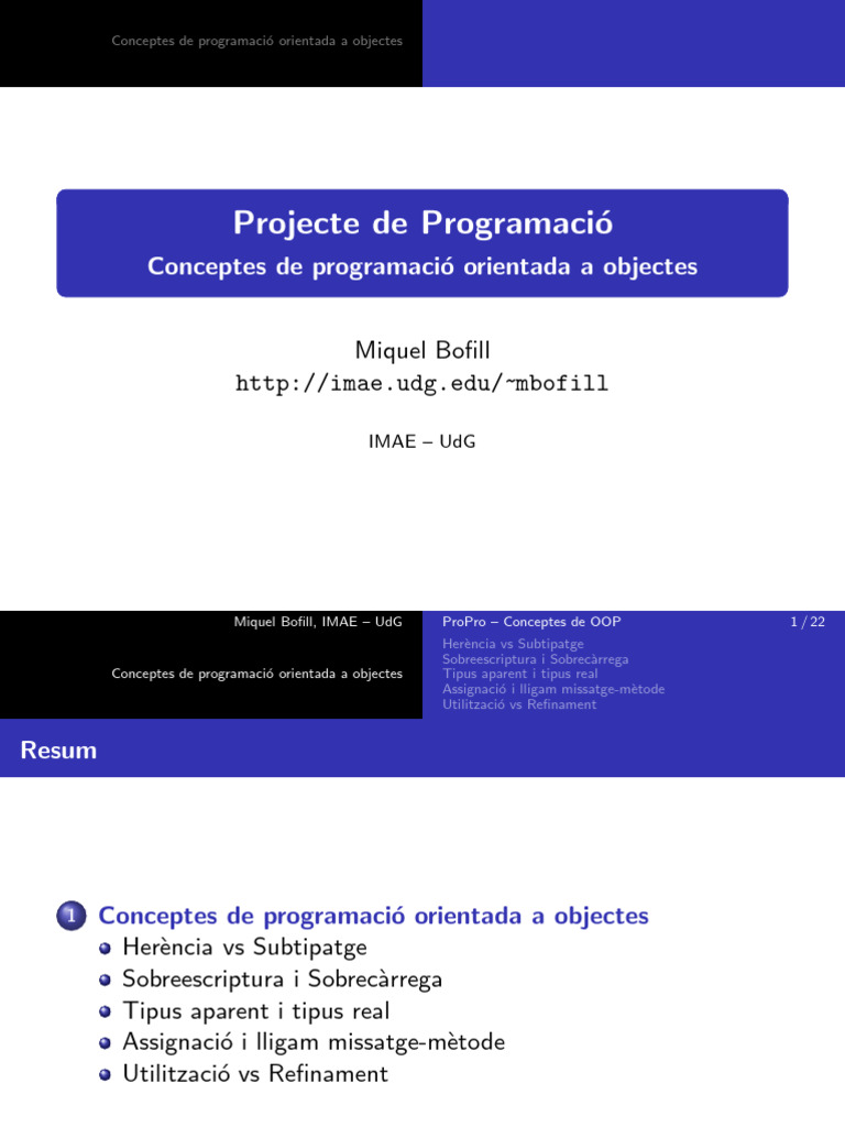Conceptes de Programaci o Orientada A Objectes | PDF