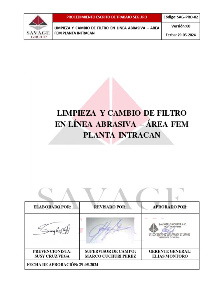 Pets-Limpieza y Cambio de Filtro en Línea Abrasiva - Área Fem Planta ...