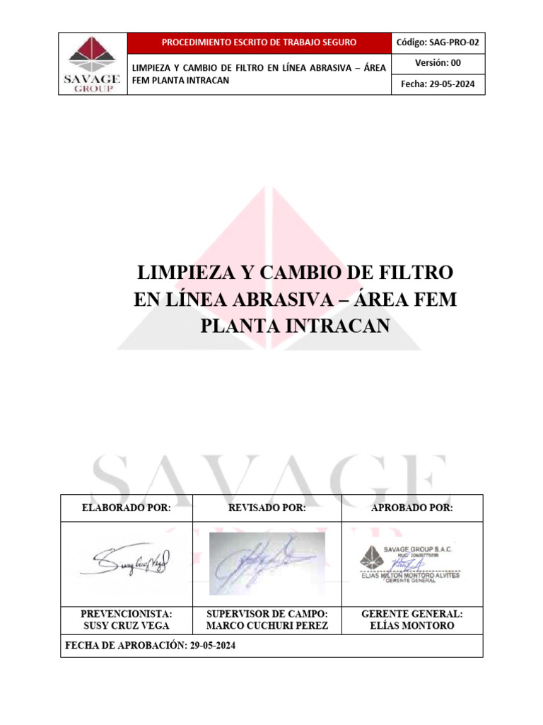 Pets-Limpieza y Cambio de Filtro en Línea Abrasiva - Área Fem Planta ...