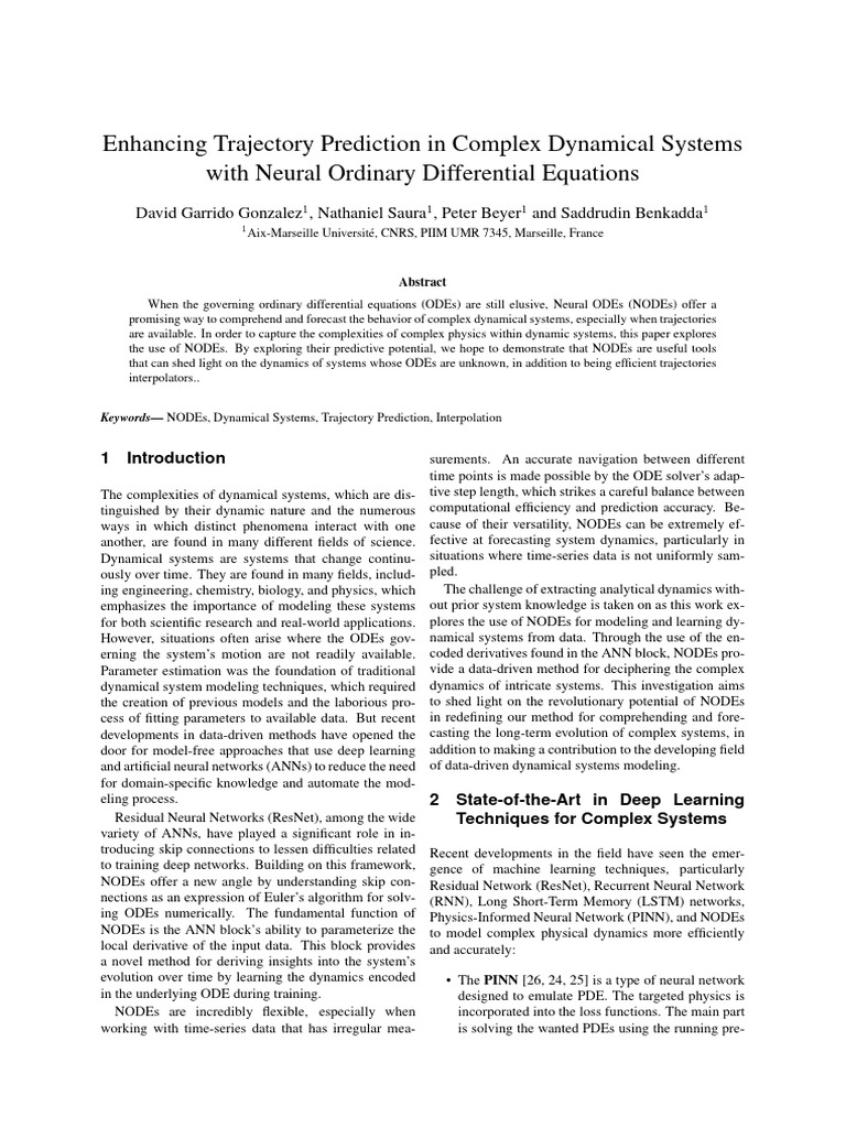 Enhancing Trajectory Prediction In Complex Dynamical Systems With Neural Ordinary Differential