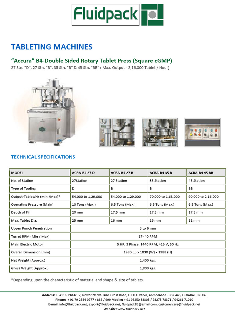 b4 Tablet Press Double Rotary | PDF | Mechanical Engineering ...