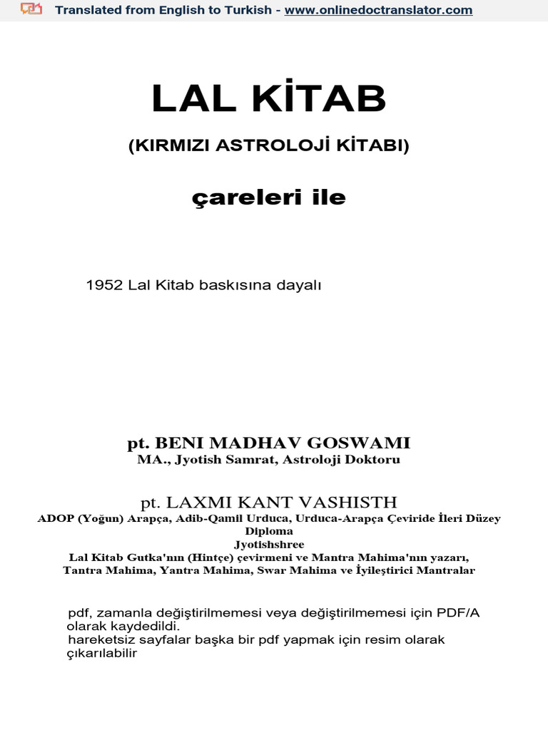 Lal Kitab (Astrolojinin Kırmızı Kitabı) - 1 | PDF