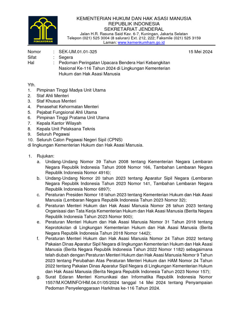 Pedoman Peringatan Upacara Bendera Hari Kebangkitan Nasional Ke-116 ...