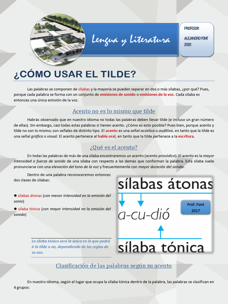 01 El Acento y Las Reglas Del Uso de Tilde en Español | Descargar ...