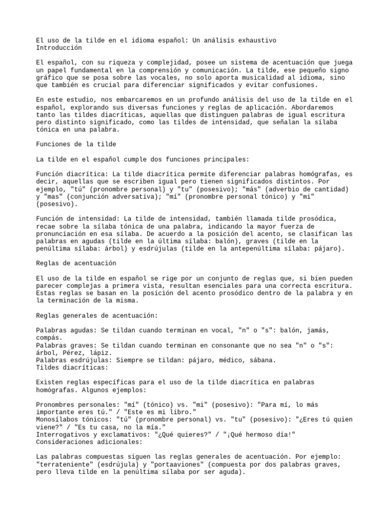 Uso de la tilde en español | PDF | Idiomas | Estudios de idiomas ...