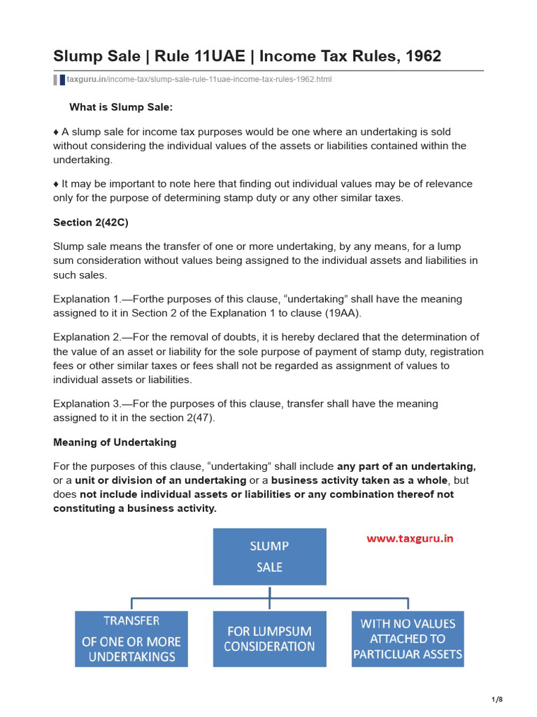 Taxguru - In-Slump Sale Rule 11UAE Income Tax Rules 1962 | PDF | Book ...