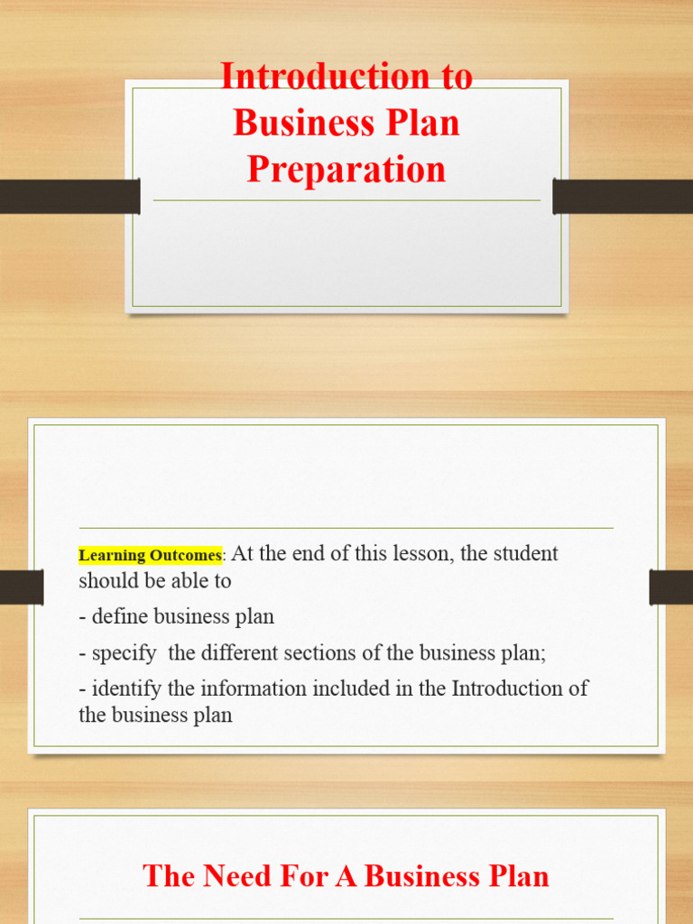Introduction To Business Plan Preparation 2024 ENTREP Educ 209 | PDF | Business | Marketing