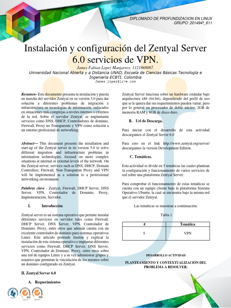 Instalación y Configuración Del Zentyal Server 6.0 Servicios de VPN ...