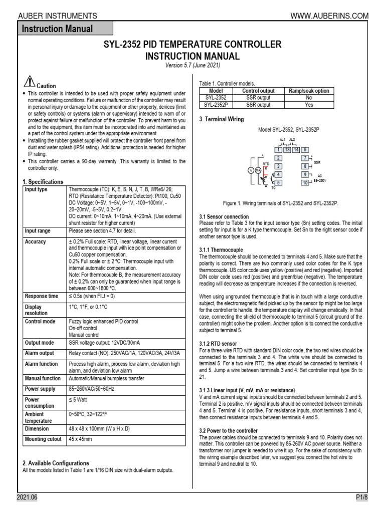 SYL-2352 Manual | PDF | Thermocouple | Parameter (Computer Programming)