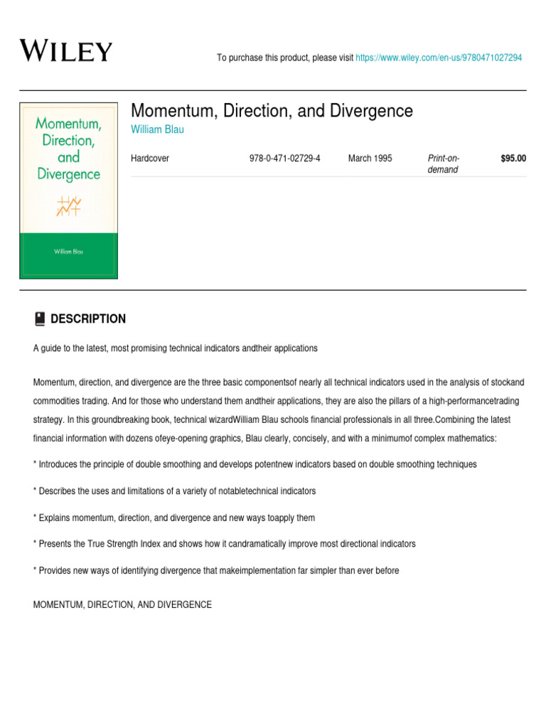 Wiley - Momentum, Direction, and Divergence - 978-0-471-02729-4 | PDF | Algorithmic Trading ...