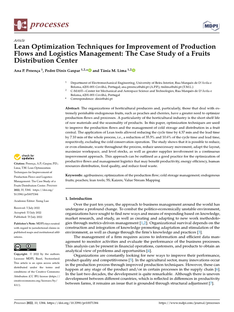 Lean Optimization Techniques for Improvement of Production | PDF | Lean Manufacturing | Supply Chain