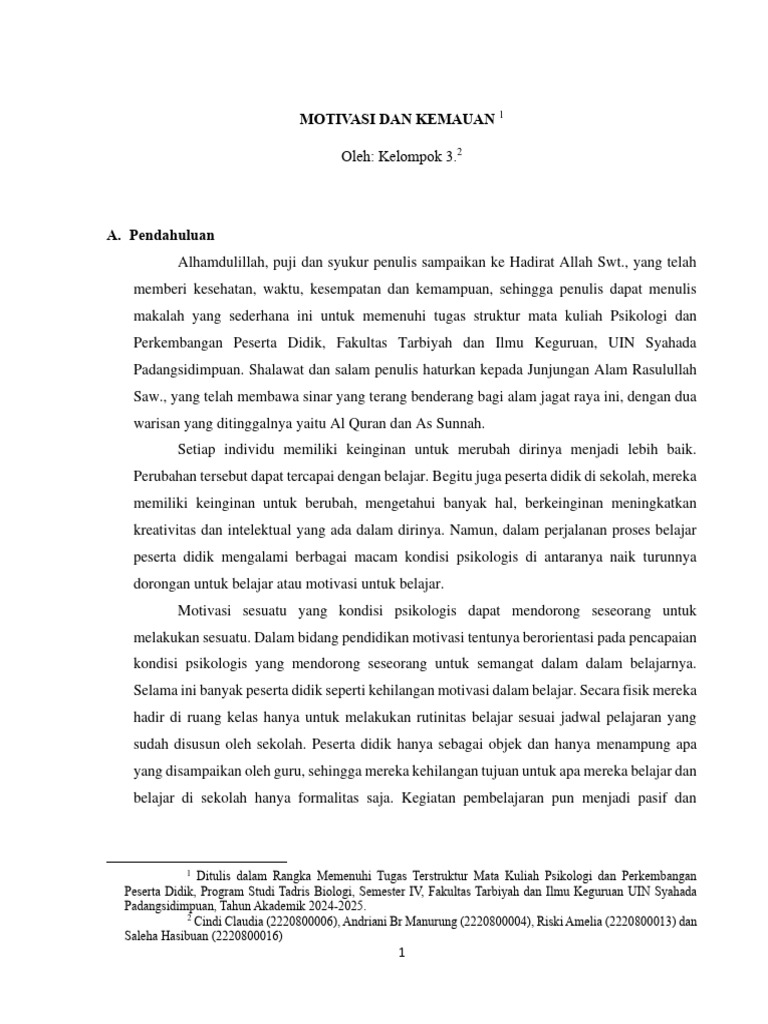 Motivasi dan Kemauan dalam Belajar | PDF