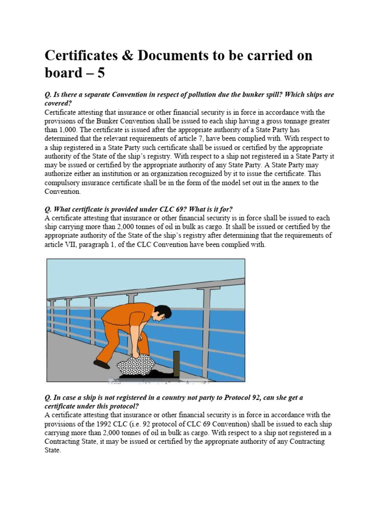 Certificates and Documents To Be Carried On Board 5-SSC | PDF | Tonnage ...