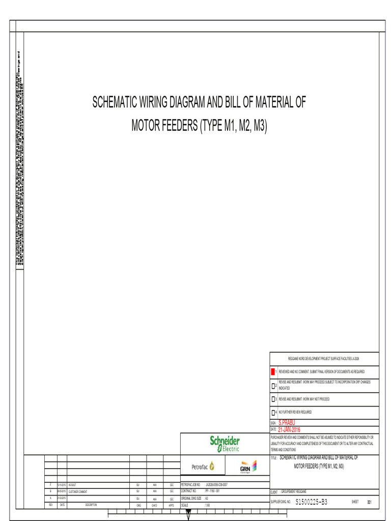 Schematic Wiring Diagram and Bill of Material of Motors Feeders Type M1 ...
