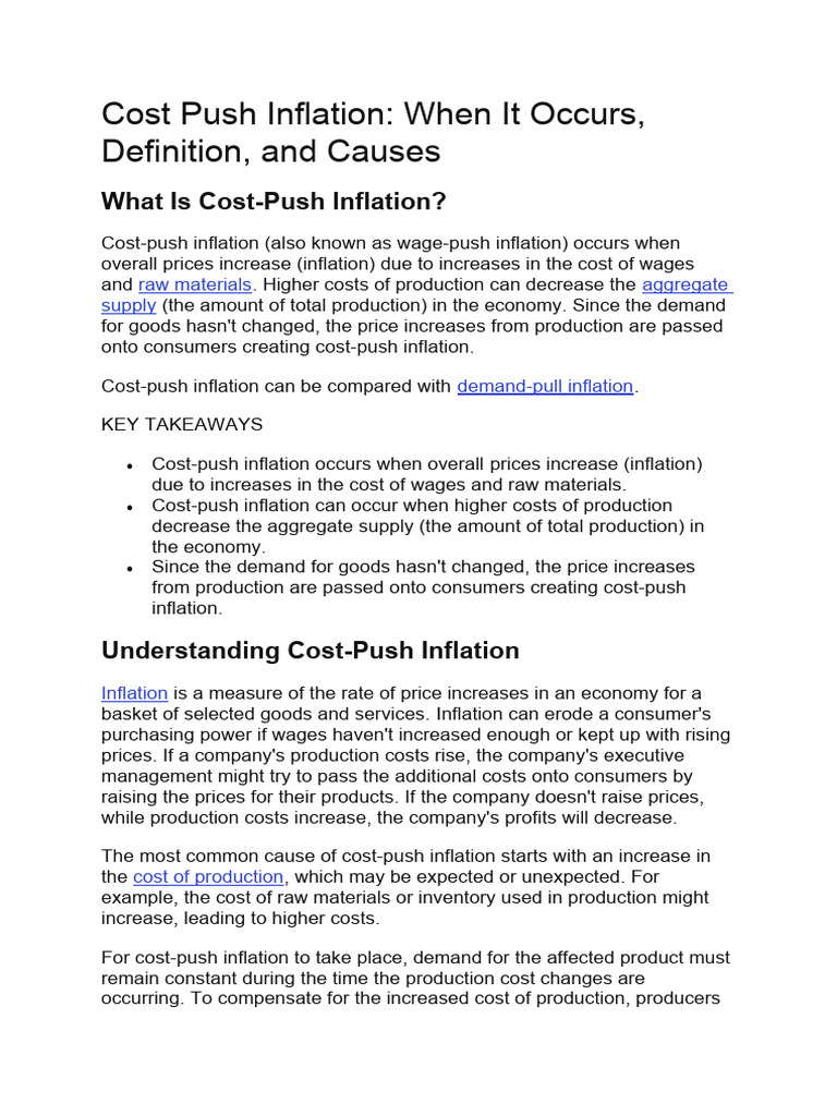 Cost Push and Demand Pull Inflation | PDF | Inflation | Prices