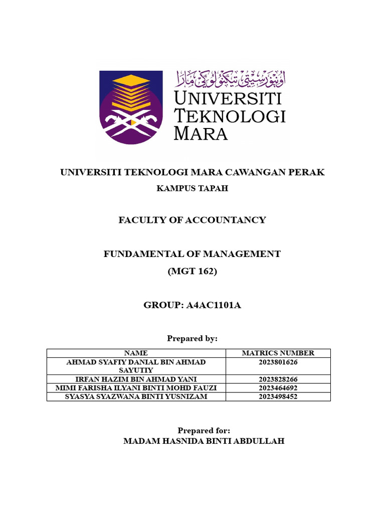 MGT162_Group ASSIGNMENT[1] | Download Free PDF | Leadership | Business