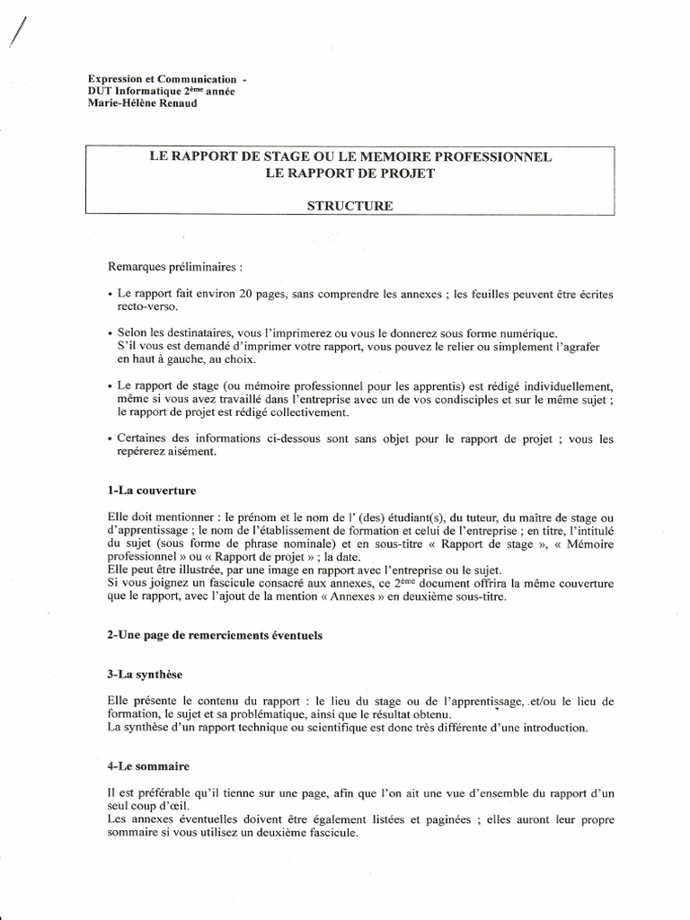 Structure Rapport 2 Stage | PDF