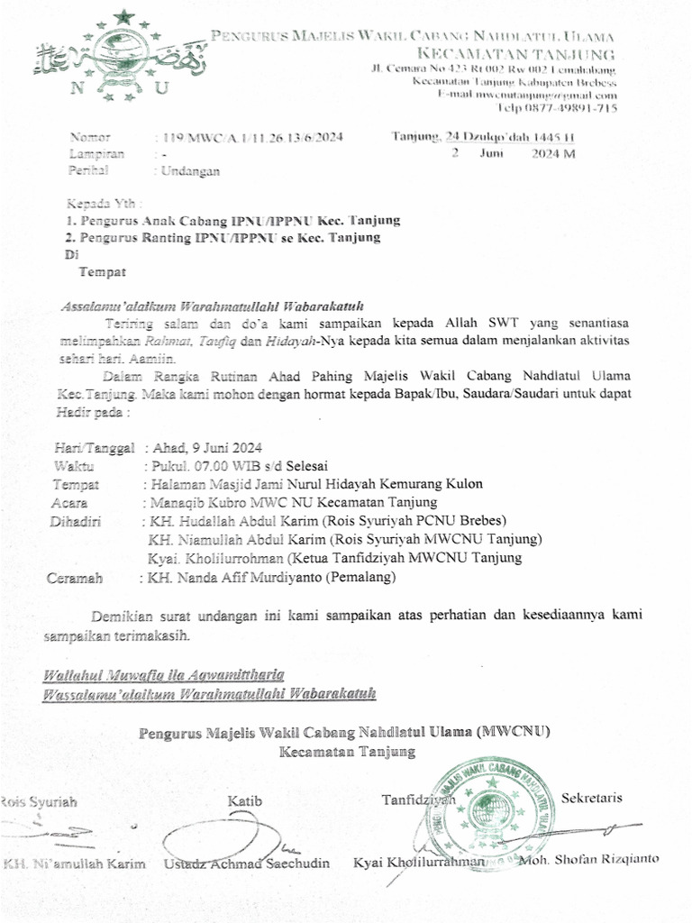 undangan manaqib ipnu,ippnu | PDF