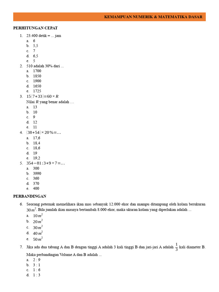 Soal Latihan Kemampuan Numerik | PDF