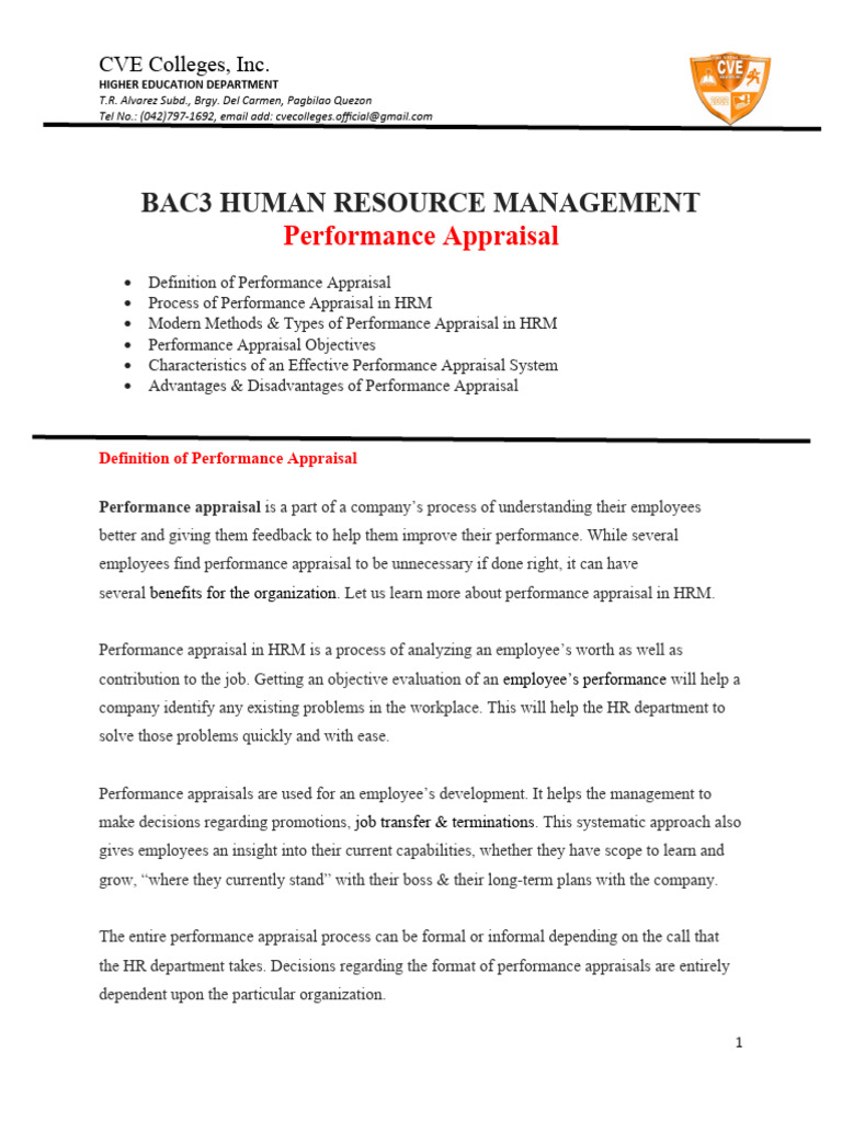 Performance Appraisal | PDF | Performance Appraisal | Human Resource ...