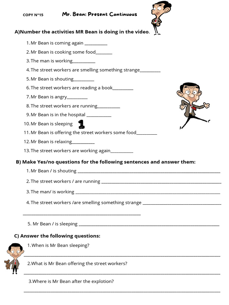 COPY #15 - Mr. Bean Present Continuous | PDF | Language Arts & Discipline