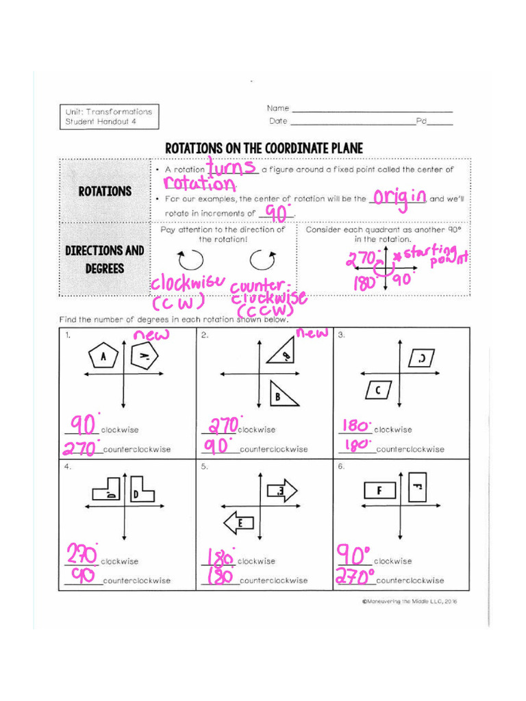 TRANSFORMATIONS-Rotations 2021 NOTES 9-6 | PDF