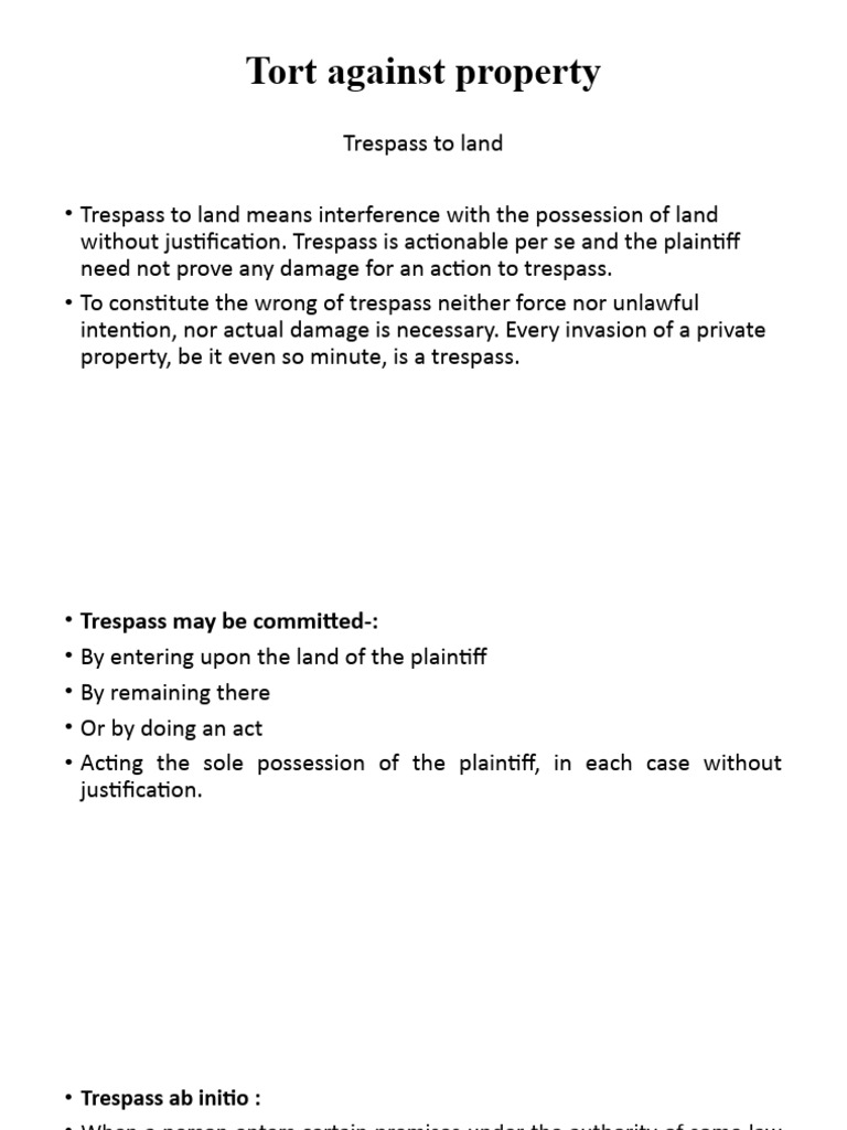 Trespass Against Property | PDF | Trespass | Damages
