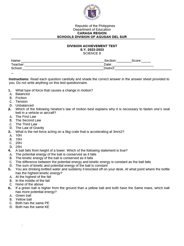 TQ- GRADE 8 | PDF | Atoms | Electron