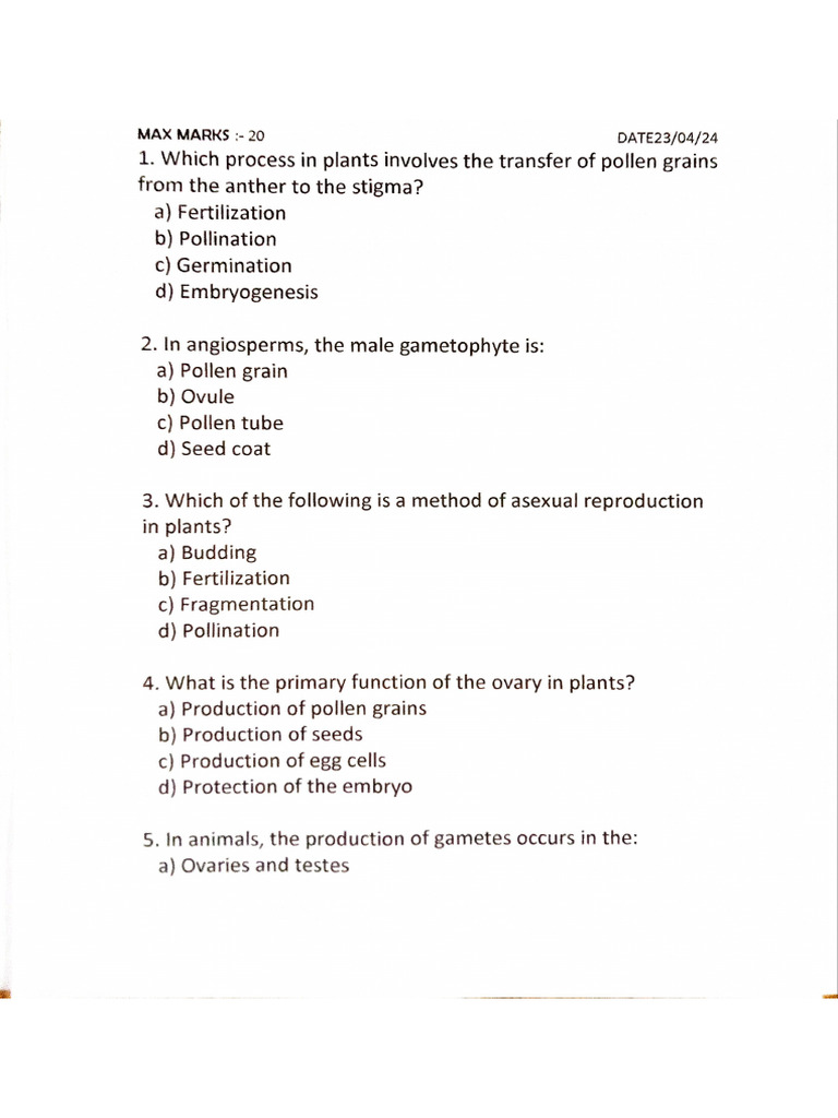 Class12th Biology Important Question | PDF