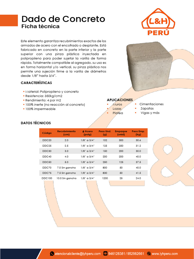 FT - Dado de Concreto Sin Gancho v2 | PDF