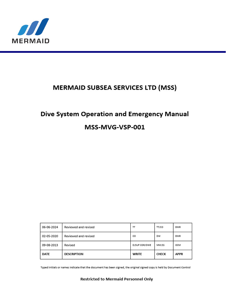 MSS-MVG-VSP-001 Dive System Operation and Emergency Manual | PDF ...