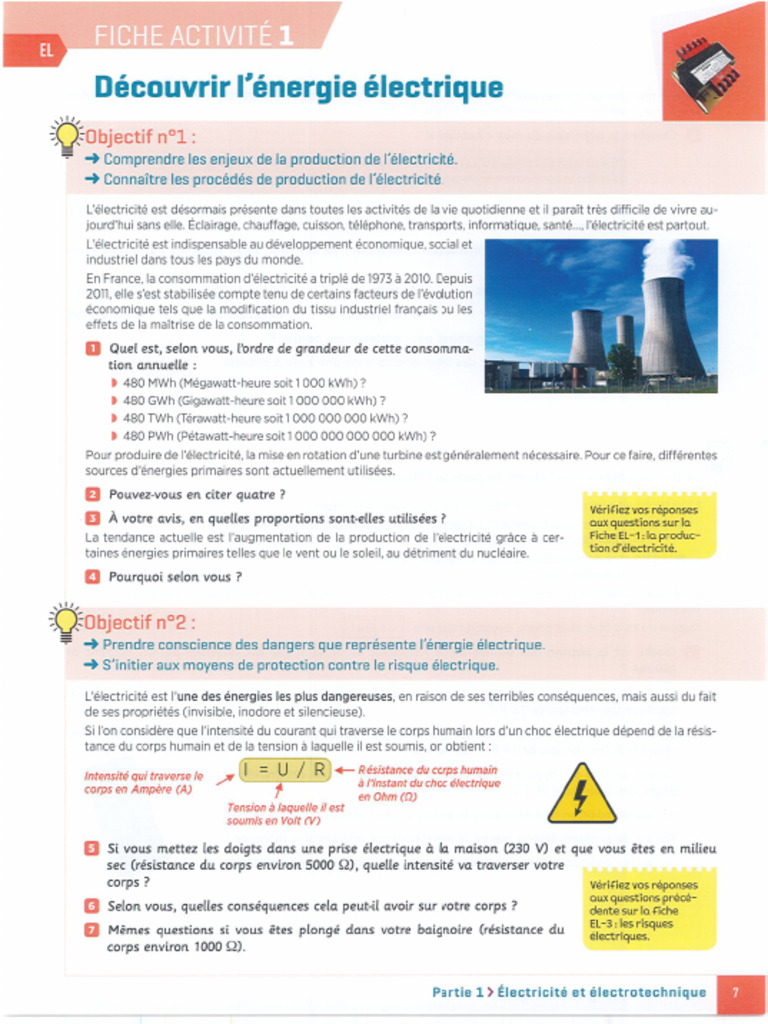 P007 - Elfa1 Decouvrir L Energie Electrique | PDF