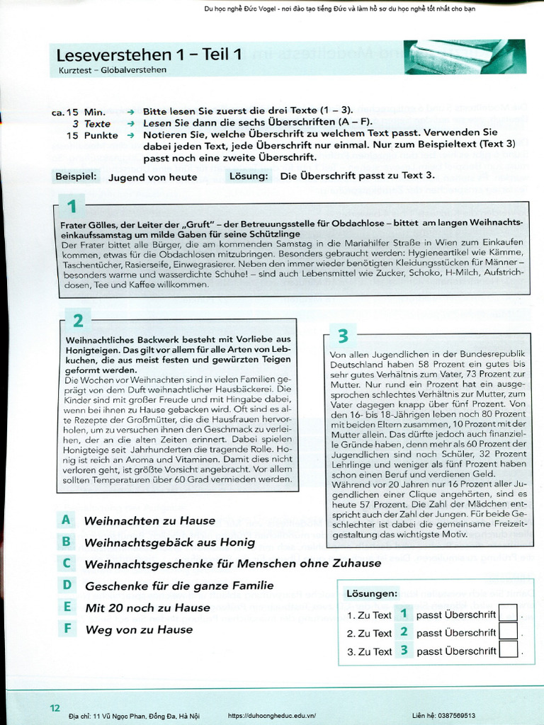 Mit Erfolg Zum Zertifikat Deutsch Telc B1 Modelltest 1 | PDF
