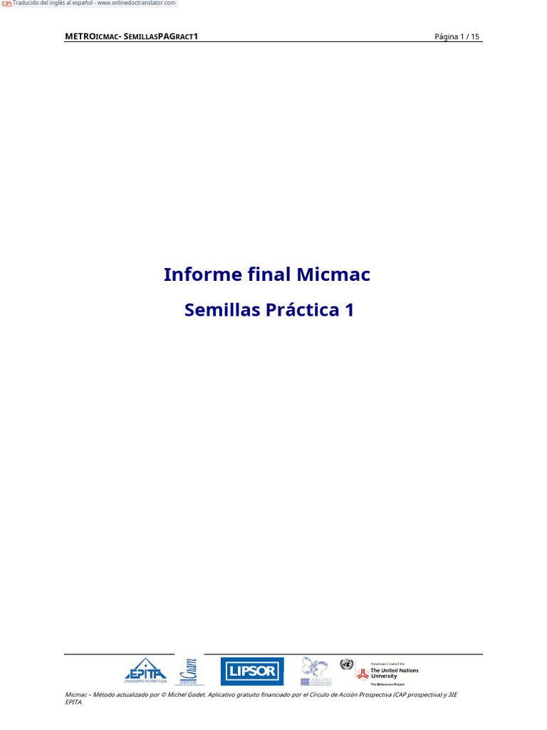 Rapport Final Micmac Semillas Pract 1en Es Pdf Matriz Matemáticas Agricultura 