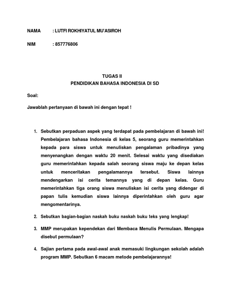 Revisi-Tugas 2-Pend. BHS Indo-Lutfi Rokhiyatul M-857776806 | PDF