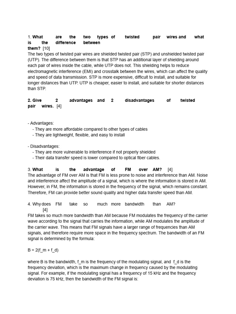 Telecommunications Assignment 2 Pdf Frequency Modulation Modulation