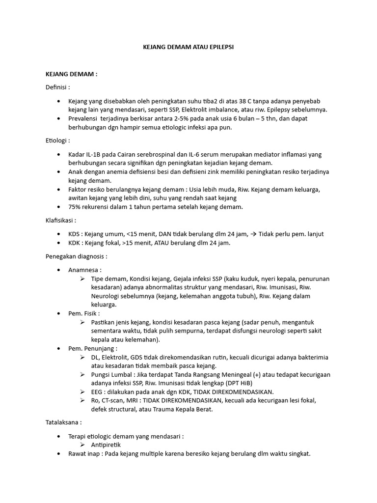 Kejang Demam Atau Epilepsi Pdf