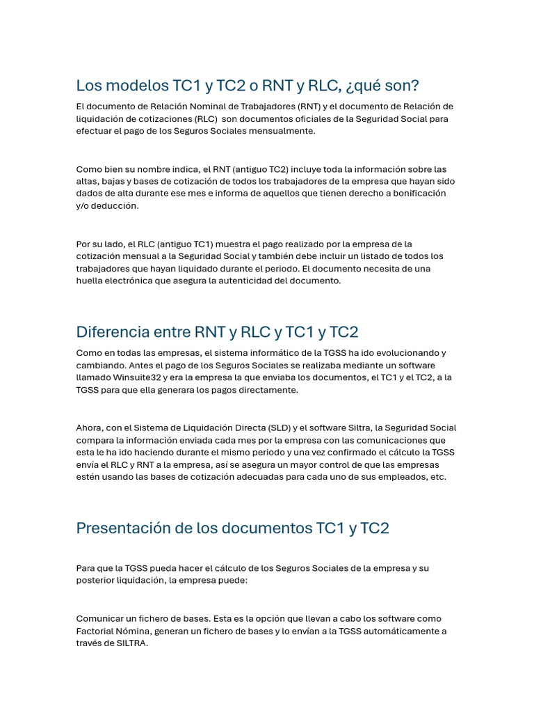 Los Modelos TC1 y TC2 o RNT y RLC | PDF | Tecnologías de la información ...