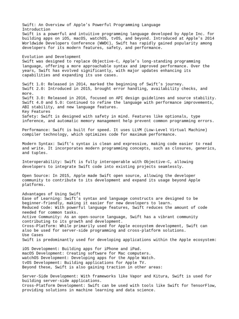 Swift Pdf Swift Programming Language Ios